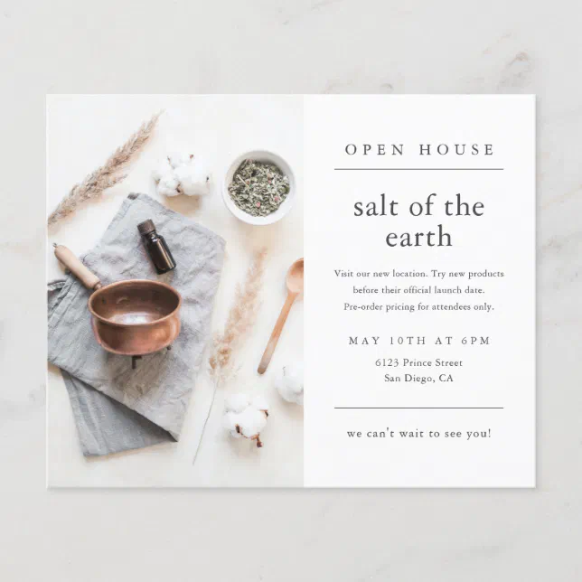 Simple Modern Photo Business Open House Invitation Flyer | Zazzle