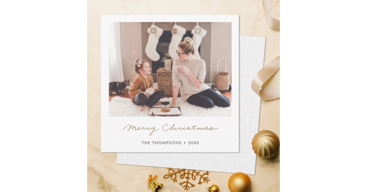 Simple Modern Photo Christmas Card Template | Zazzle