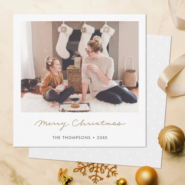Simple Modern Photo Christmas Card Template | Zazzle