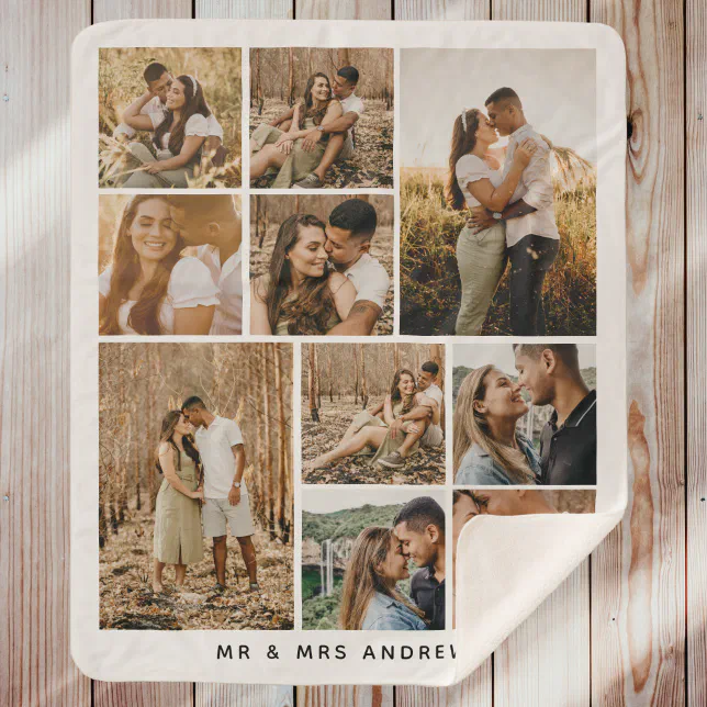 Simple Modern Photo Collage Lovely Couple Sherpa Blanket | Zazzle