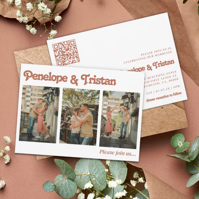 Simple Modern Photo Collage Wedding Invitation | Zazzle