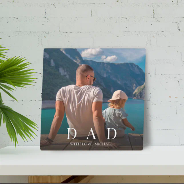 Simple Modern Photo Dad Family Minimalist Custom Metal Print | Zazzle