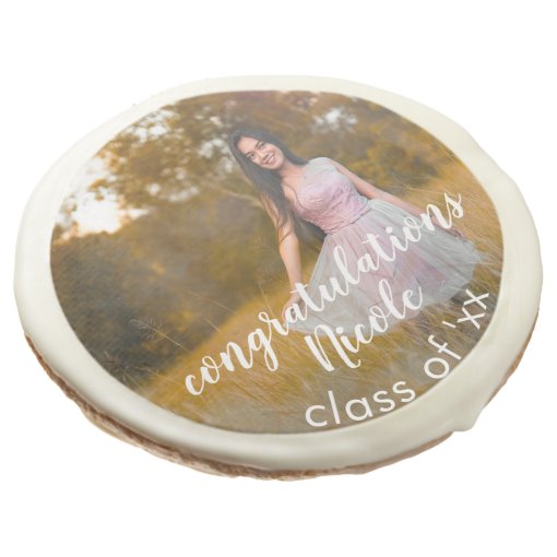 Simple Modern Photo Elegant Graduation Sugar Cookie | Zazzle
