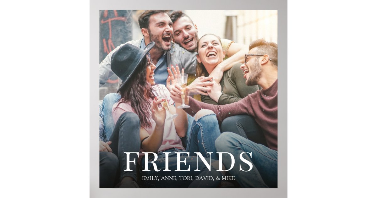 Simple Modern Photo Friends Minimalist Design Poster | Zazzle