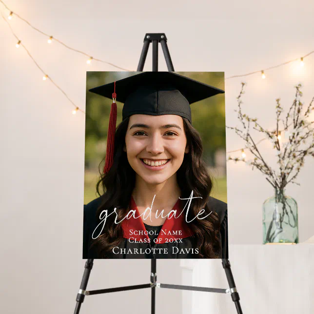 Simple modern photo Graduation Party welcome Foam Board | Zazzle