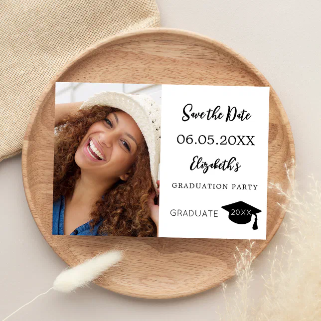 Simple modern photo Graduation Save The Date | Zazzle