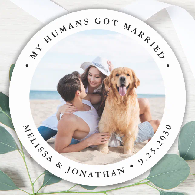 Simple Modern Photo Personalized Wedding Classic Round Sticker | Zazzle