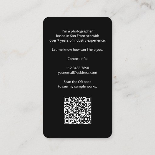 Simple Modern Photo QR Code Professional Portfolio Business Card | Zazzle