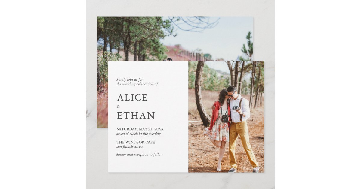 Simple Modern Photo Wedding Invitation | Zazzle