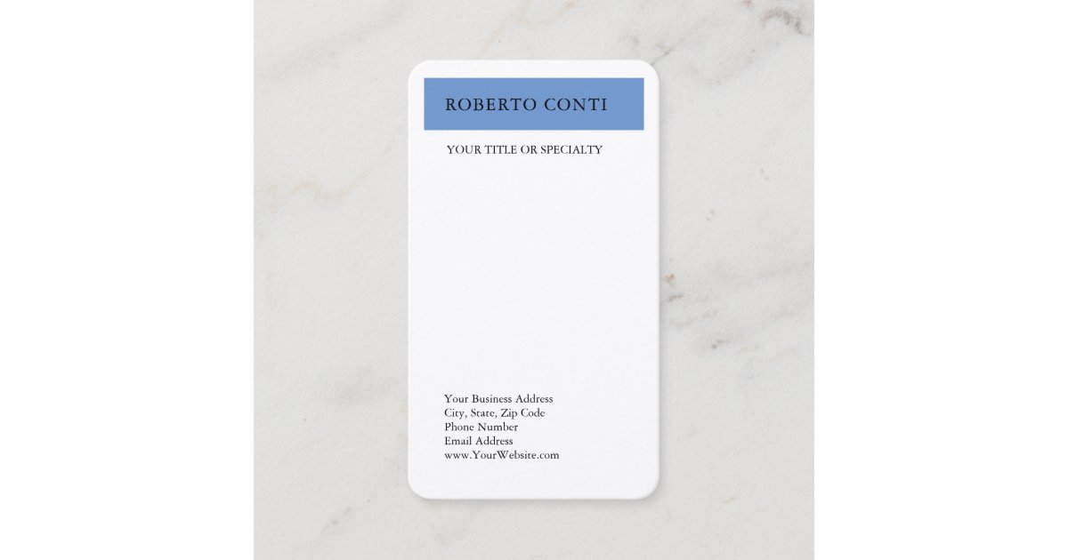 Simple Modern Plain Minimalist Silk Blue White Business Card | Zazzle