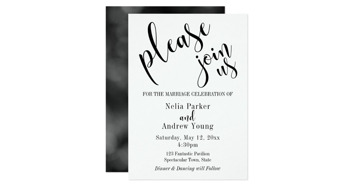 Simple, Modern "Please Join Us" Typography Wedding Invitation | Zazzle.com