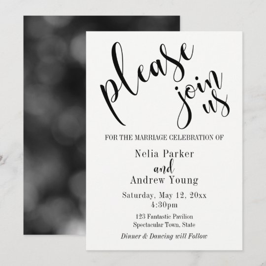 Simple, Modern "Please Join Us" Typography Wedding Invitation | Zazzle.com
