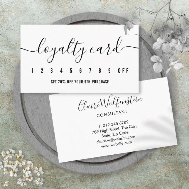 Simple Modern Professional Black And White Loyalty Card | Zazzle