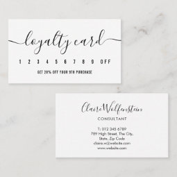 Simple Modern Professional Black And White Loyalty Card | Zazzle