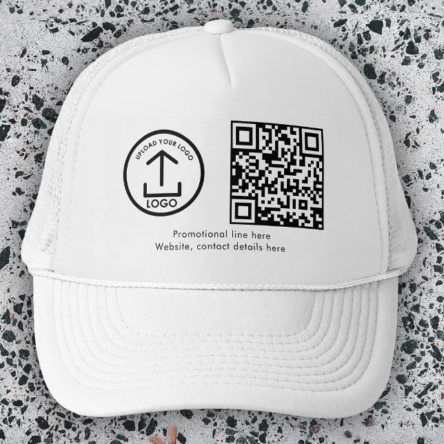 Simple Modern Professional Business Logo QR Code Trucker Hat | Zazzle
