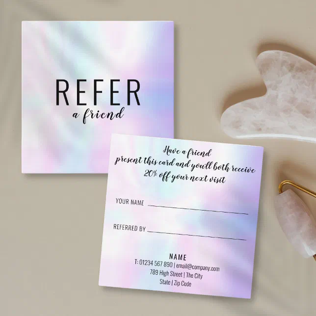 Simple Modern Professional Iridescent Referral Card | Zazzle