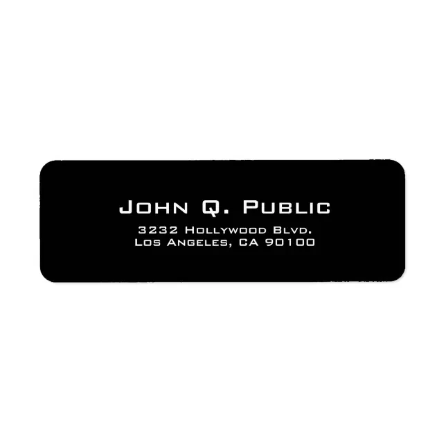 Simple Modern Professional Plain Black Label | Zazzle