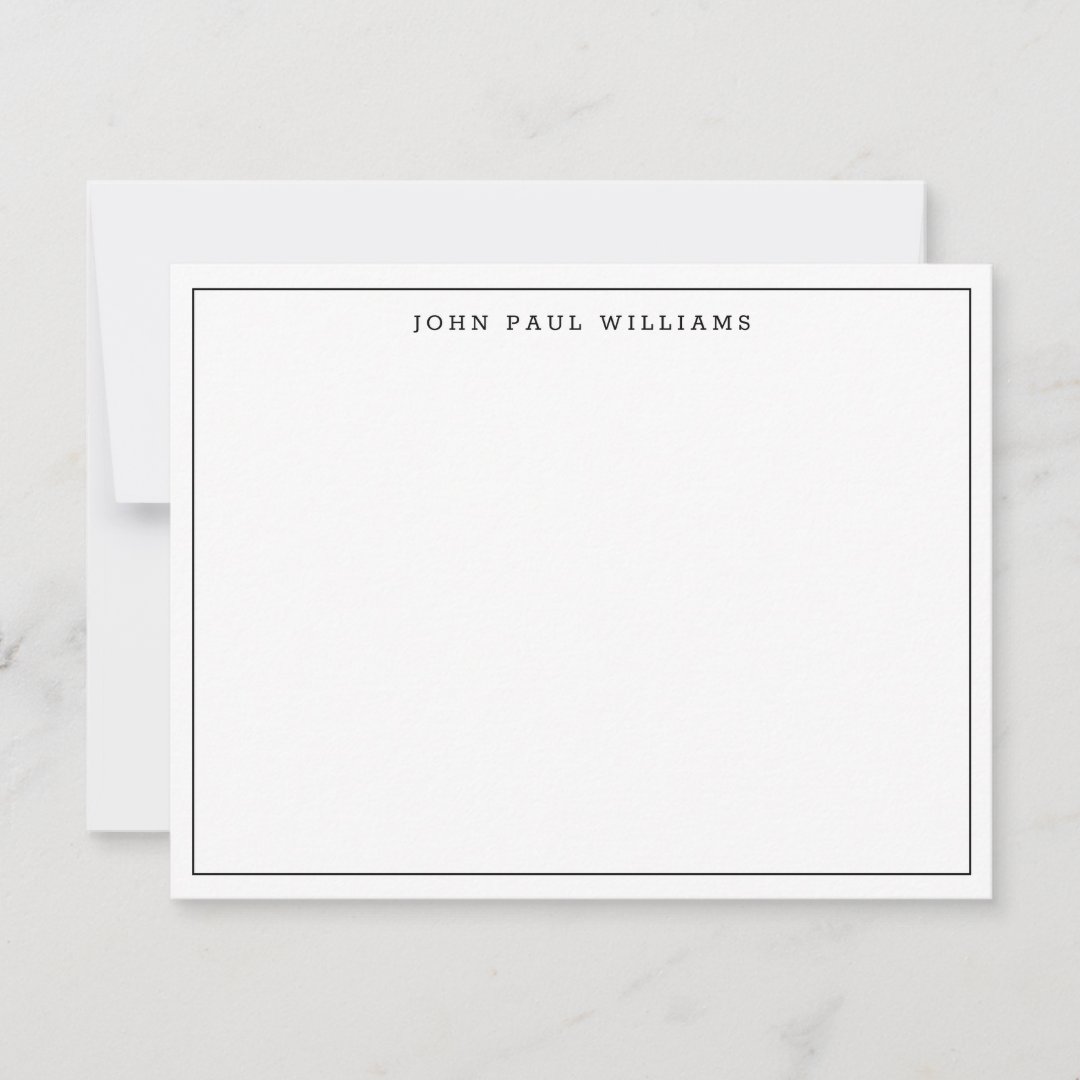 Simple Modern Professional Thin Black Border Note Card | Zazzle