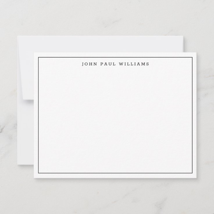 Simple Modern Professional Thin Black Border Note Card | Zazzle