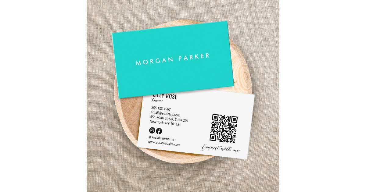 Simple Modern Professional Turquoise Blue Business Card | Zazzle
