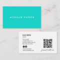 Simple Modern Professional Turquoise Blue Business Card | Zazzle