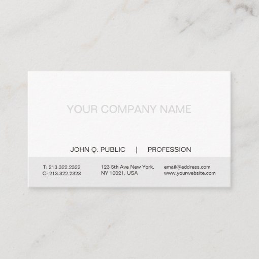 Simple Modern Professional White and Grey Matte Business Card | Zazzle