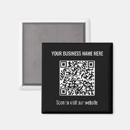 Simple Modern QR Code Square Black Magnet | Zazzle