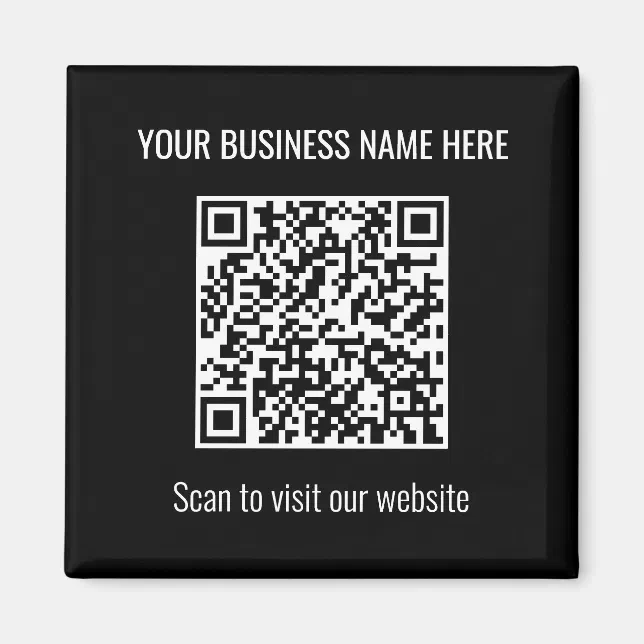 Simple Modern QR Code Square Black Magnet | Zazzle