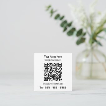 Simple Modern QR Code Square Business Card | Zazzle