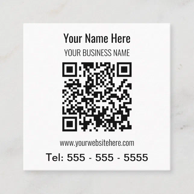 Simple Modern QR Code Square Business Card | Zazzle