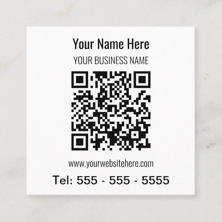 Simple Modern QR Code Square Business Card | Zazzle