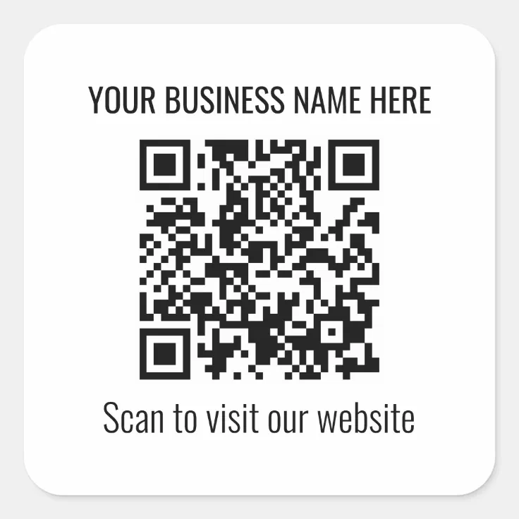 Simple Modern QR Code Square Sticker | Zazzle