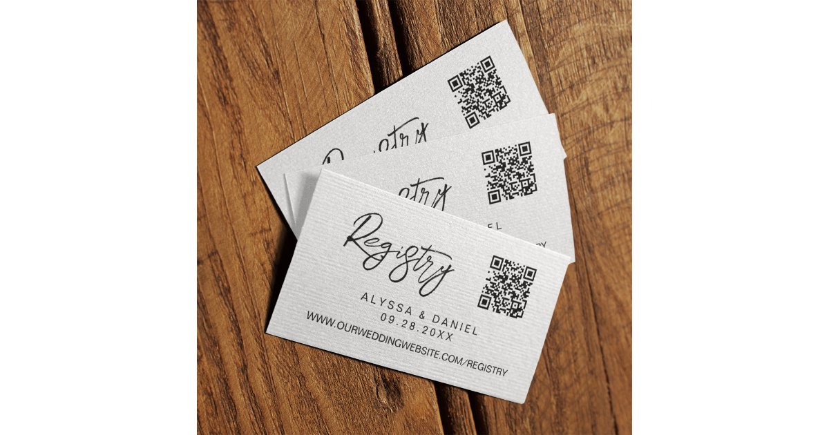 Simple Modern QR code wedding registry custom Enclosure Card | Zazzle