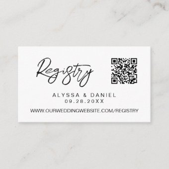 Simple Modern QR code wedding registry custom Enclosure Card | Zazzle