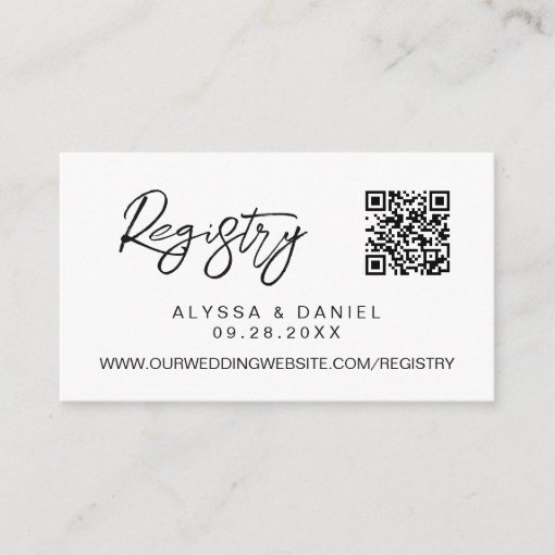 Simple Modern QR code wedding registry custom Enclosure Card | Zazzle