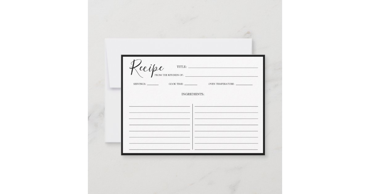 Simple Modern Recipe Card | Zazzle.com