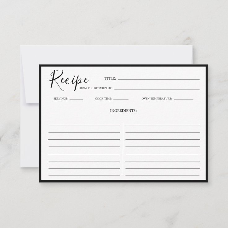 Simple Modern Recipe Card | Zazzle