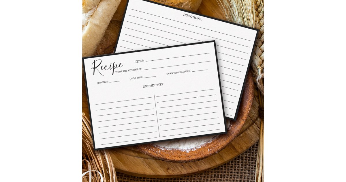 Simple Modern Recipe Card | Zazzle