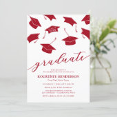 Simple Modern Red Graduation Party Invitations | Zazzle