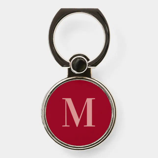 Simple Modern Red Monogrammed Phone Ring Stand | Zazzle