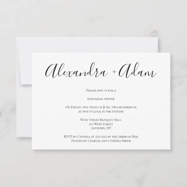 Simple modern rehearsal dinner invitations | Zazzle