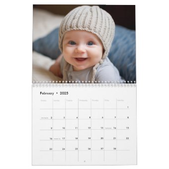 Simple Modern Retro Stripe Full Photo Each Month Calendar | Zazzle