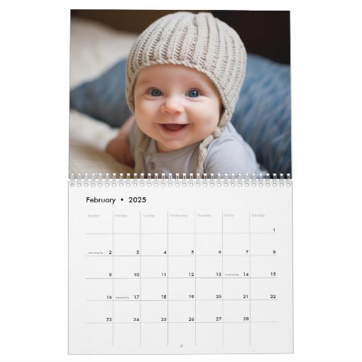 Simple Modern Retro Stripe Full Photo Each Month Calendar | Zazzle