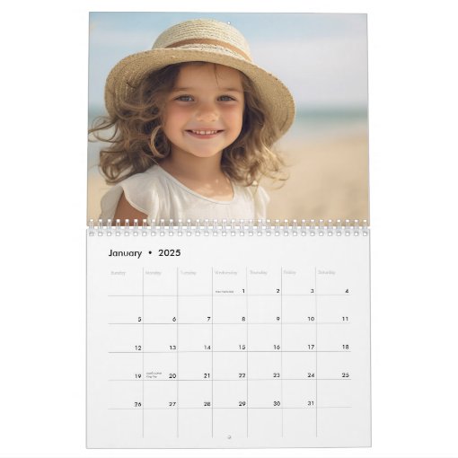 Simple Modern Retro Stripe Full Photo Each Month Calendar | Zazzle