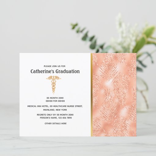 Simple modern rose gold glitter graduation party invitation | Zazzle
