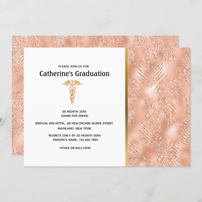 Simple modern rose gold glitter graduation party invitation | Zazzle