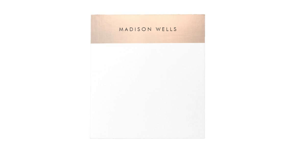 Simple Modern Rose Gold Personalized Notepad | Zazzle