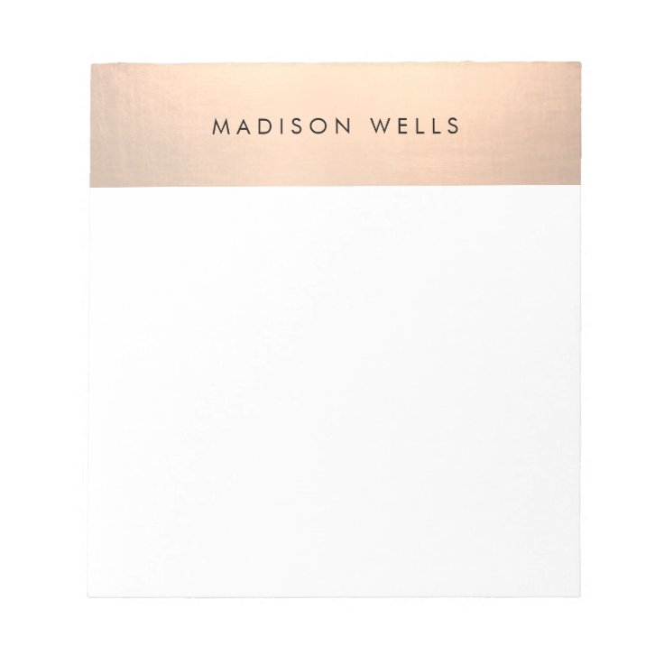 Simple Modern Rose Gold Personalized Notepad | Zazzle