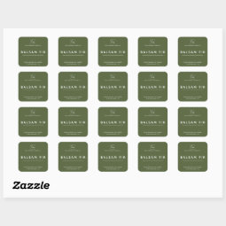 Simple Modern Sage Green Logo Candle Square Sticker | Zazzle