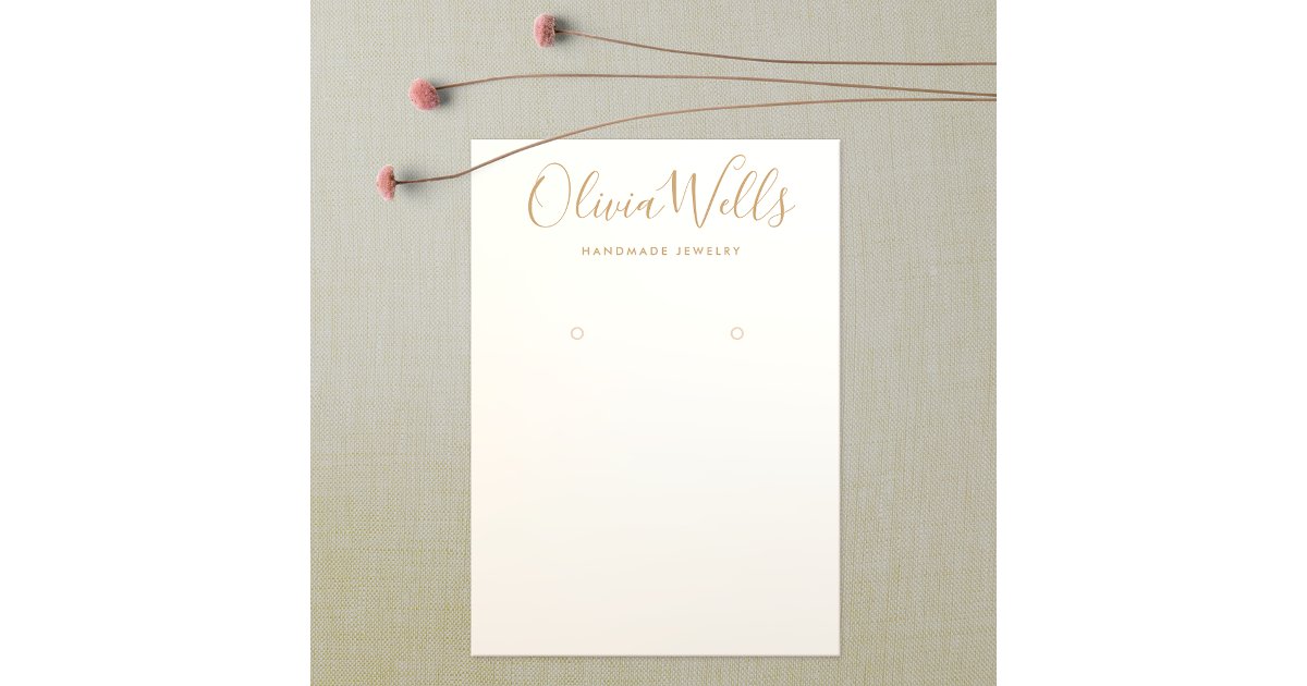 Simple Modern Satin Gold Earring Display Card | Zazzle